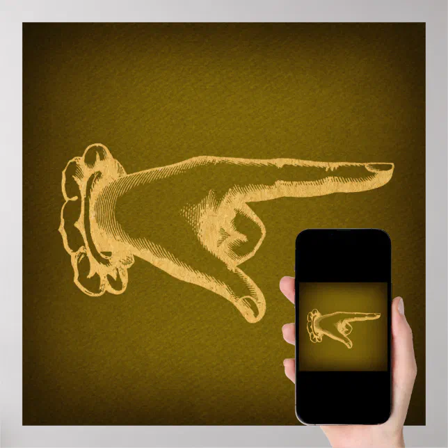 Classic Retro Pointing Finger Hand Pointing Art Poster | Zazzle