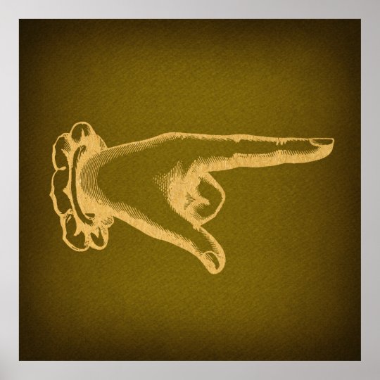 Classic Retro Pointing Finger Hand Pointing Art Poster | Zazzle.com