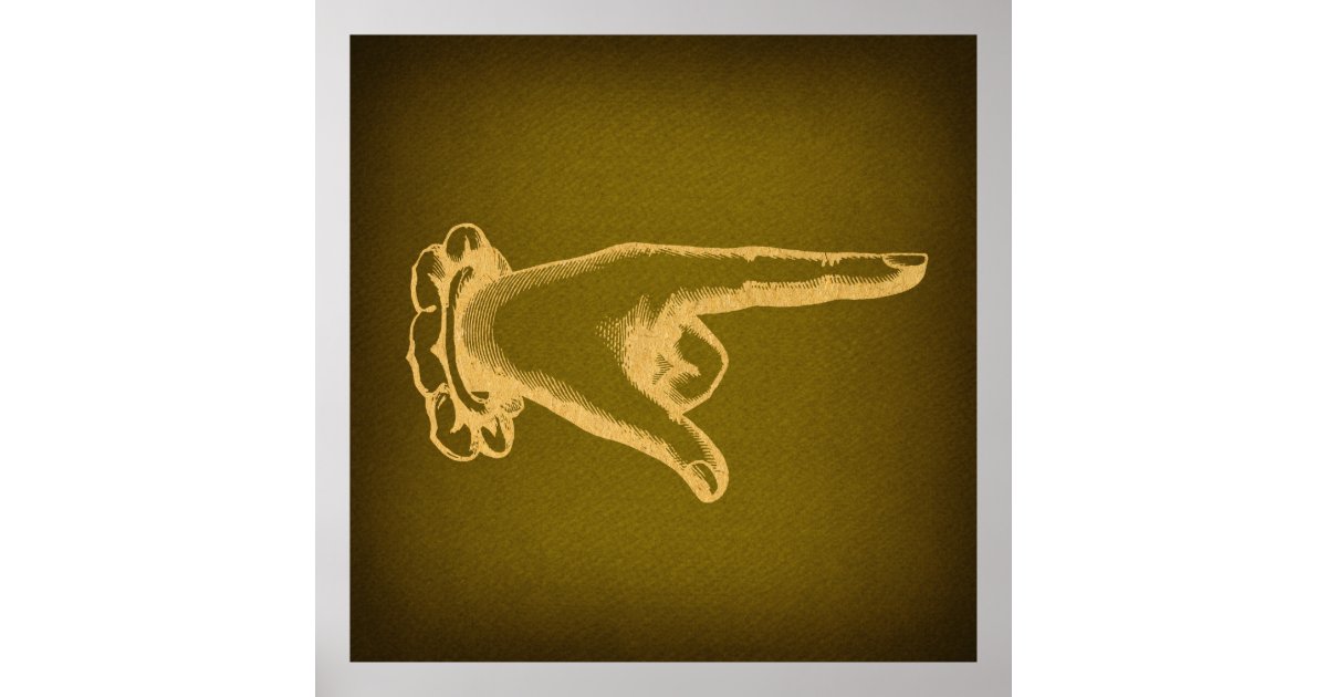 Classic Retro Pointing Finger Hand Pointing Art Poster | Zazzle