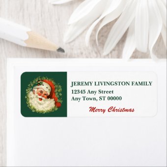 Classic Retro Santa Claus Christmas Return Address Label | Zazzle