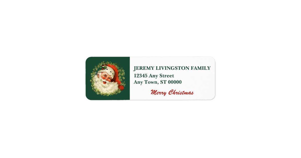 Classic Retro Santa Claus Christmas Return Address Label | Zazzle