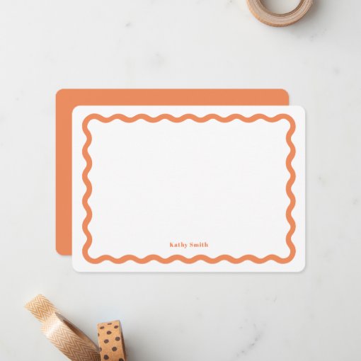 Classic Retro Wavy Apricot Personalized Stationery Note Card | Zazzle