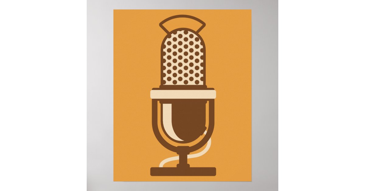 Classic Ribbon Microphone Logo Poster | Zazzle