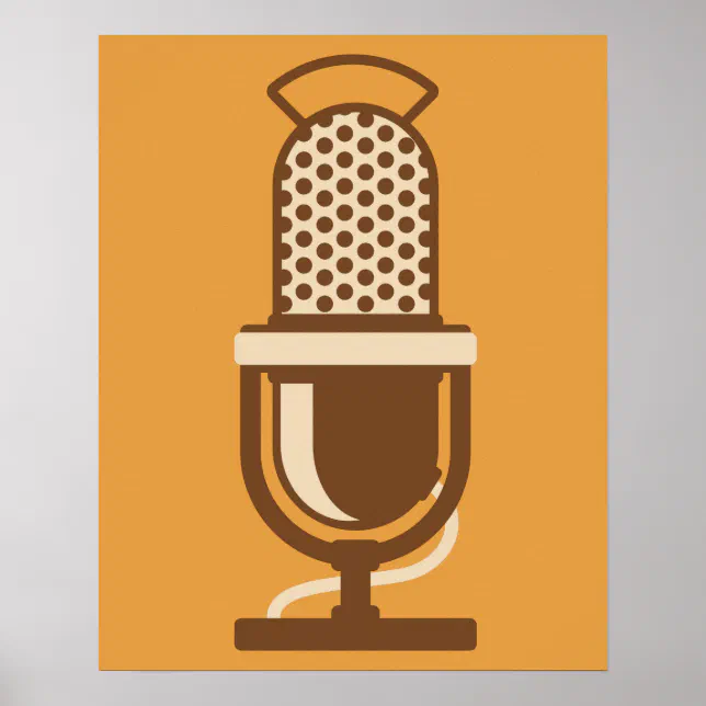 Classic Ribbon Microphone Logo Poster | Zazzle
