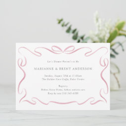 Classic Ribbon Pink Baby Shower Invitation | Zazzle