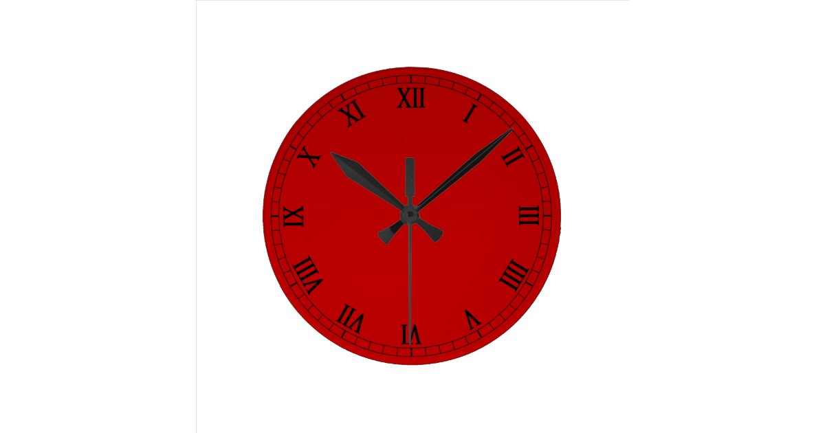 Classic Roman Numerals On Red Gradient Round Clock | Zazzle