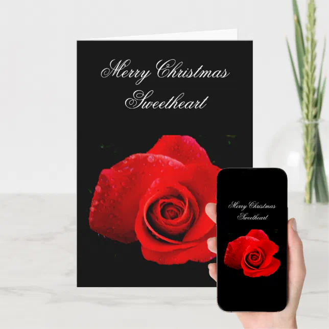 Classic Romantic red Rose Christmas Card | Zazzle