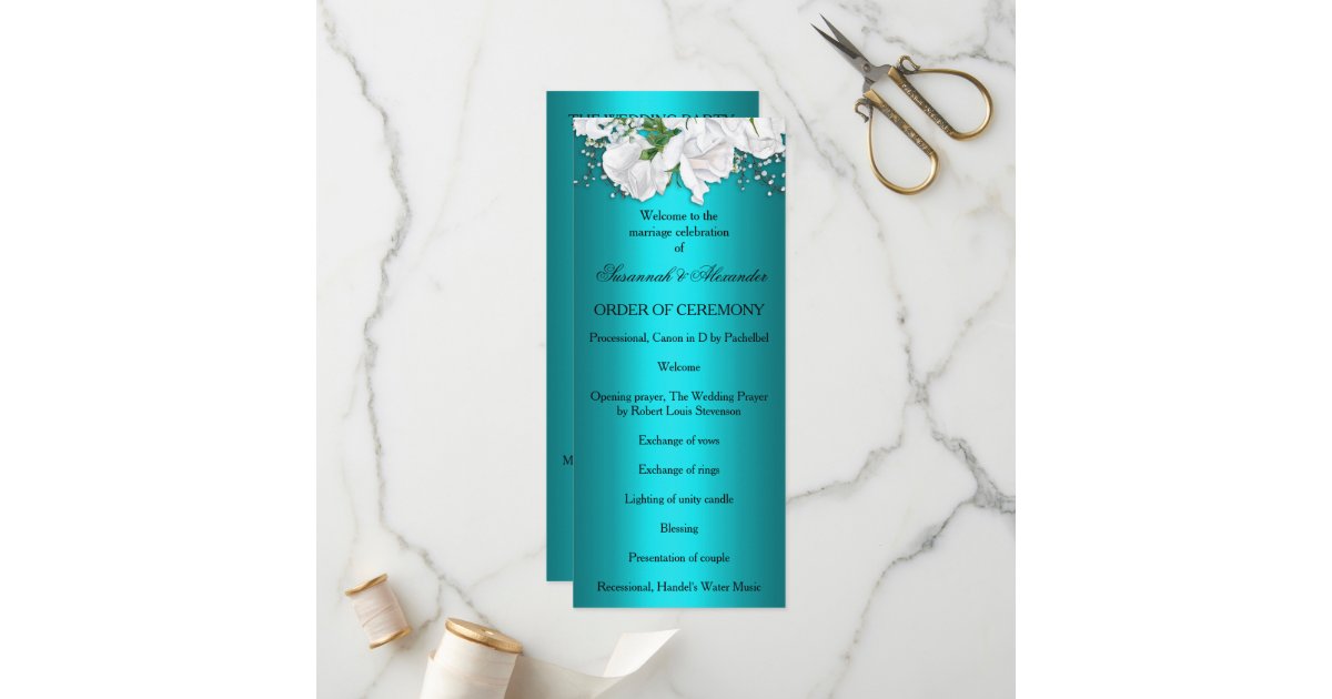 Classic Romantic Turquoise Wedding Program | Zazzle