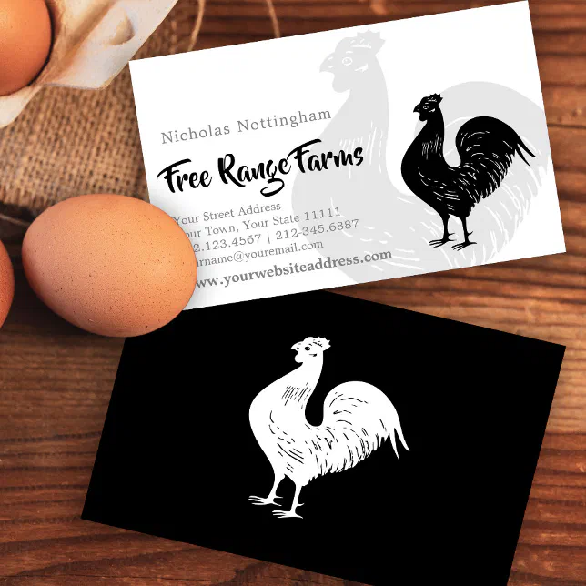 Classic Rooster Poultry Farm or Restaurant Business Card | Zazzle