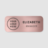 Classic Rose Gold Business Logo Name Tag | Zazzle