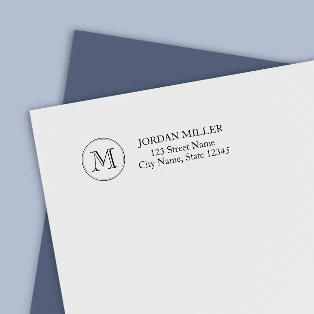 Classic Round Border Monogram Name Address Self-inking Stamp | Zazzle