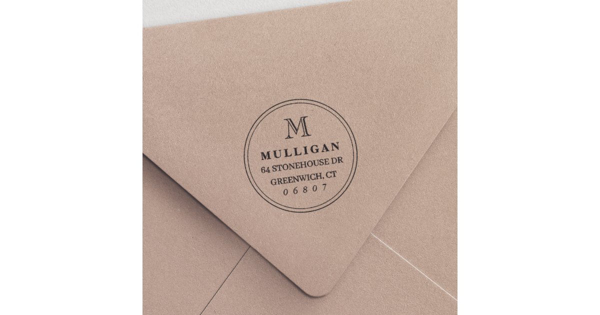 Classic Round Monogram Return Address Self-inking Stamp | Zazzle
