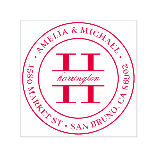 Classic Round Monogram Wedding Return Address Self-inking Stamp | Zazzle