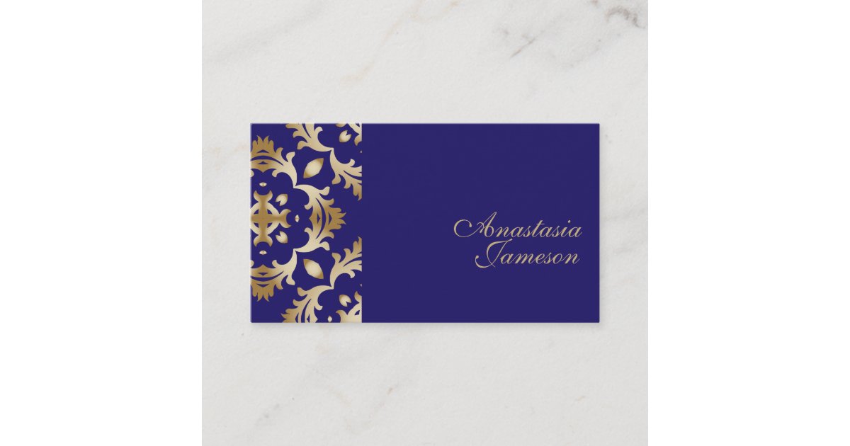 Classic Royal Blue Gold Elegant Vintage Antique Business Card | Zazzle.com