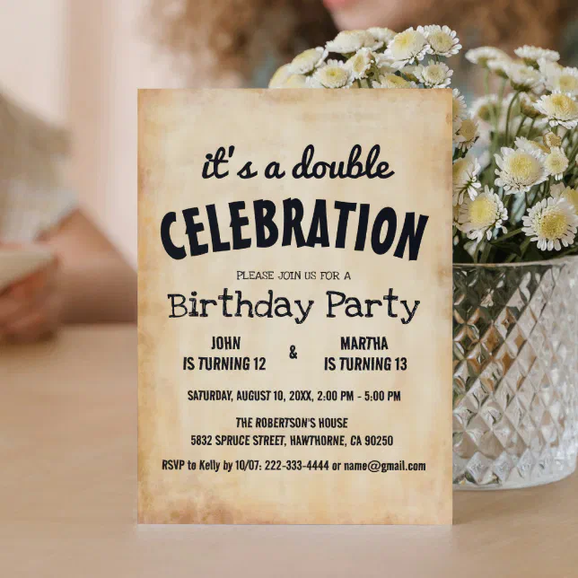 Classic Rustic Double Birthday Party Invitation | Zazzle