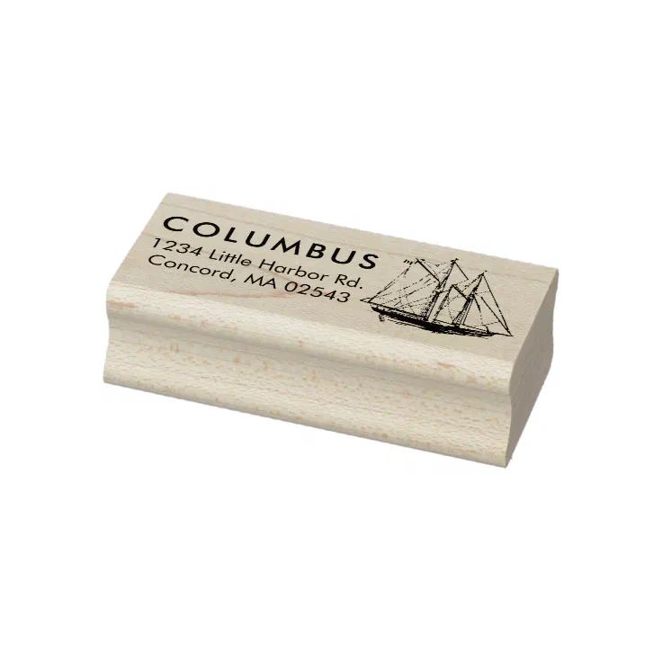 Classic Sailing the Sea Ship Return Address Rubber Stamp | Zazzle