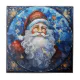 Classic Santa Claus Blue Stained Glass Ceramic Tile | Zazzle