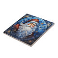 Classic Santa Claus Blue Stained Glass Ceramic Tile | Zazzle