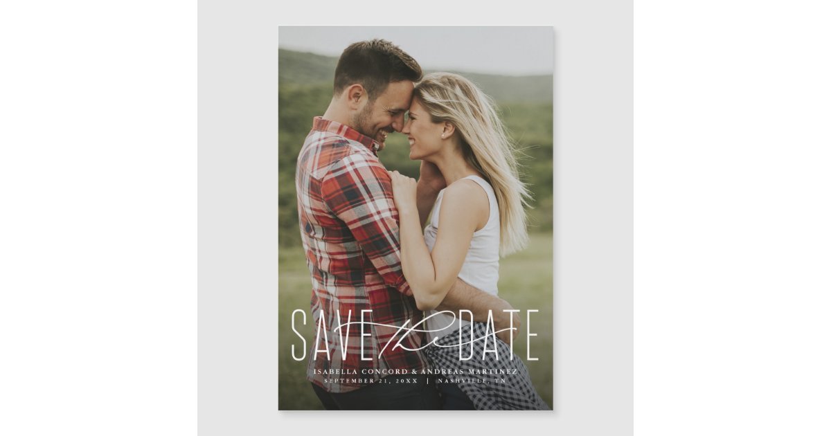 Classic save the date vertical photo magnet | Zazzle