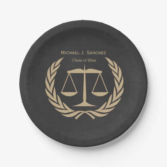 Classic Scales of Justice Law School Graduation Paper Plates | Zazzle