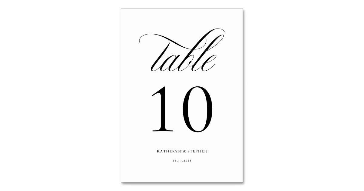 Classic Script Elegant Wedding Table Number 10 | Zazzle
