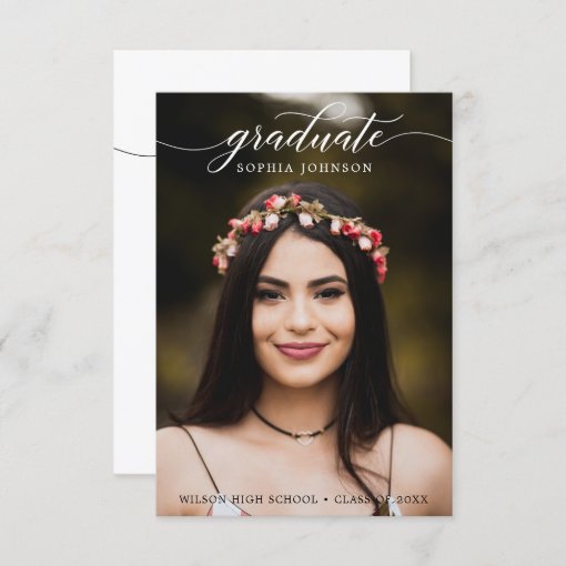 Classic Script Graduation Announcement with Photo | Zazzle