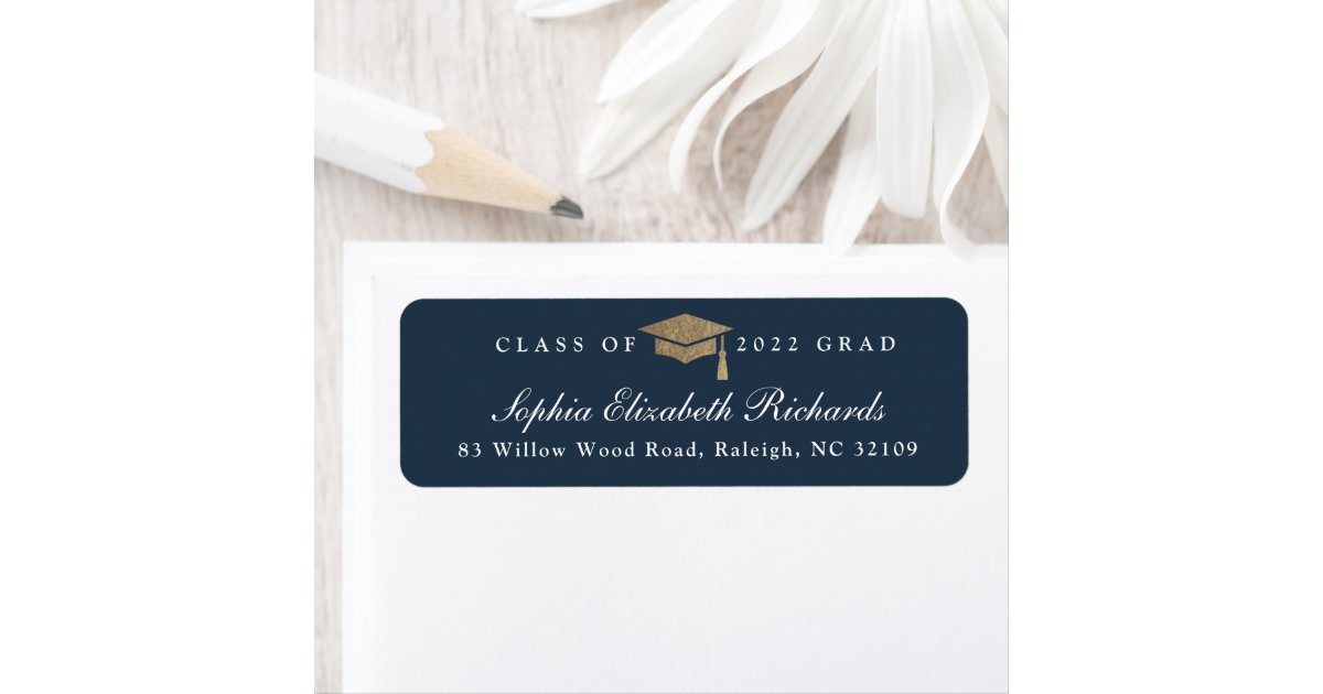 Classic Script Graduation Return Address Label | Zazzle
