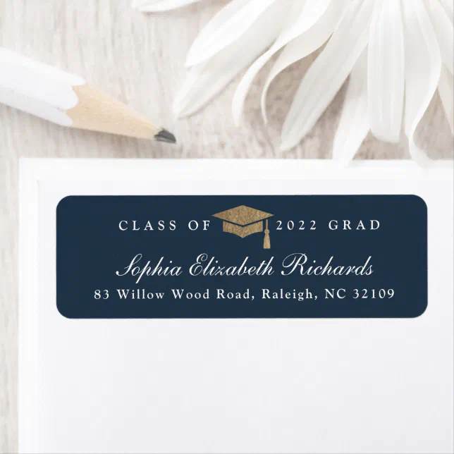 Classic Script Graduation Return Address Label | Zazzle