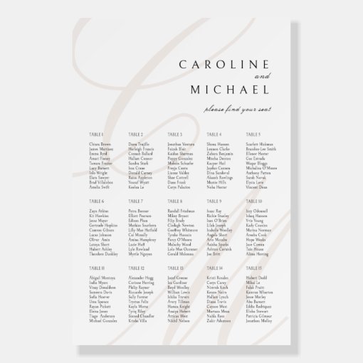 Classic Script Monogram Wedding Seating Chart Foam Board | Zazzle