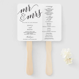 Classic Script Mr and Mrs Wedding Program Fan | Zazzle