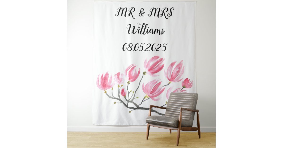 Classic Script Mr & Mrs Wedding Backdrop banner | Zazzle
