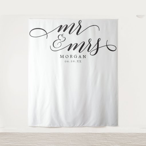 Classic Script Mr & Mrs Wedding Backdrop Banner | Zazzle