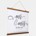 Classic Script Mr & Mrs Wedding Sign Banner Hanging Tapestry | Zazzle