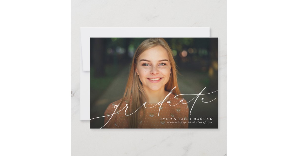 Classic script photo graduation announcement | Zazzle