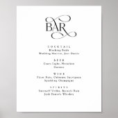 Classic Script The Bar Wedding Drinks Menu Sign | Zazzle
