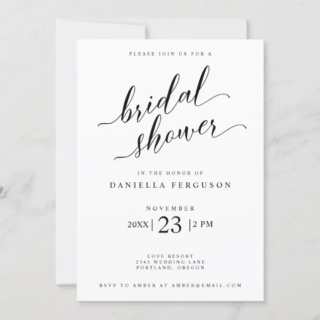 Classic Script Wedding Bridal Shower Invitation | Zazzle