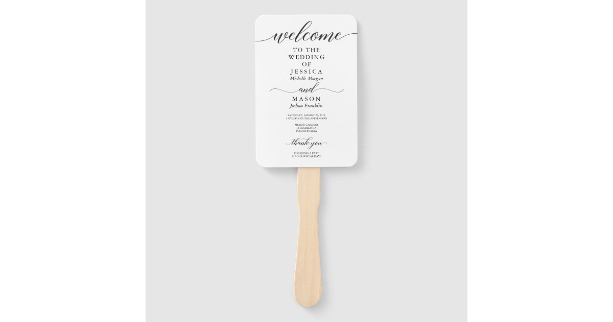 Classic Script Wedding Program Fan | Zazzle