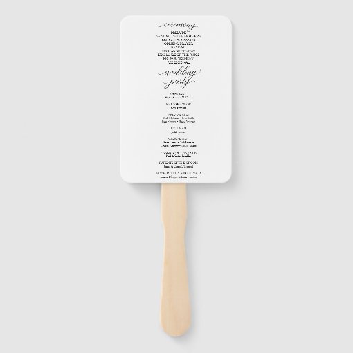 Classic Script Wedding Program Fan | Zazzle