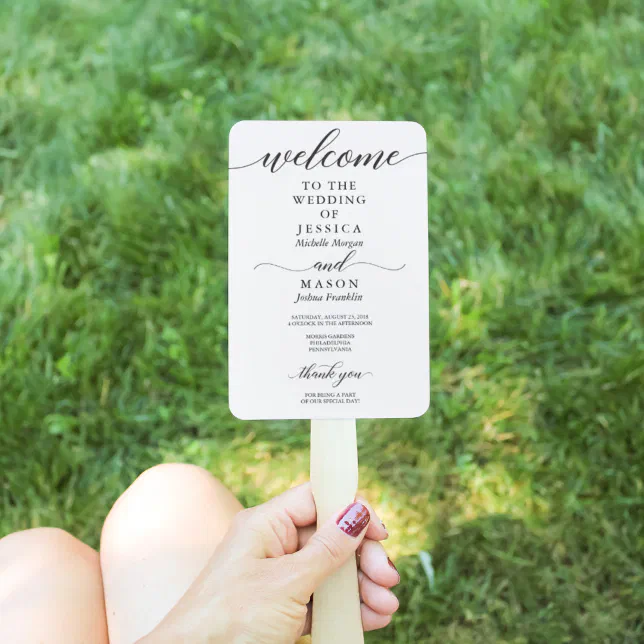Classic Script Wedding Program Fan | Zazzle