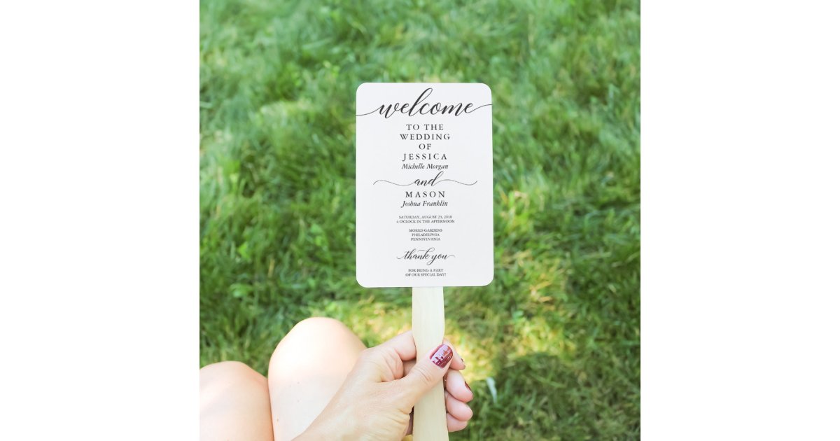 Classic Script Wedding Program Fan | Zazzle