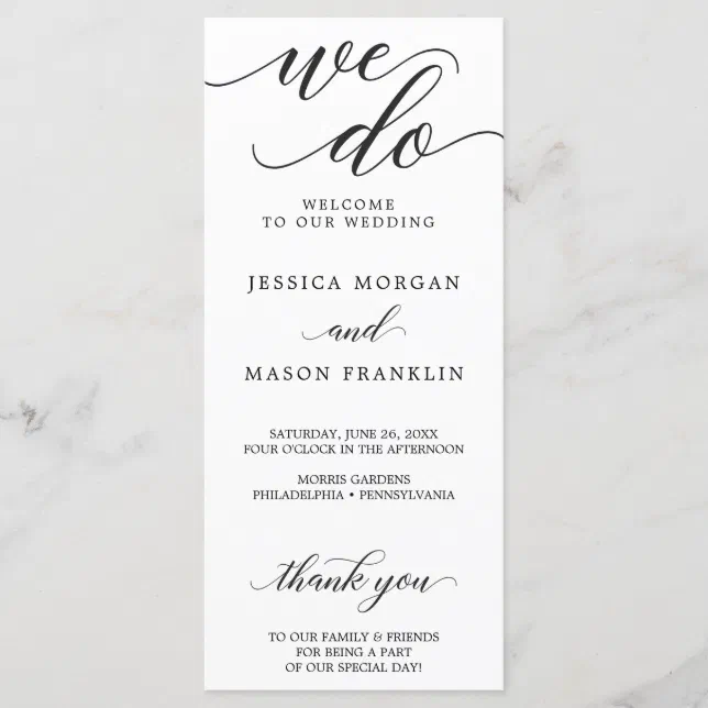 Classic Script Wedding Programs - We Do | Zazzle
