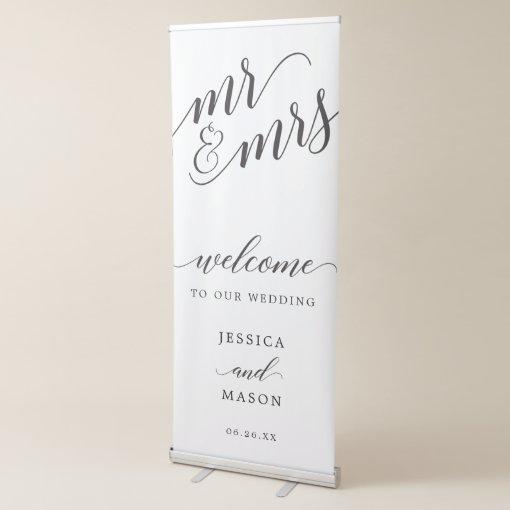 Classic Script Wedding Welcome Banner with Stand | Zazzle