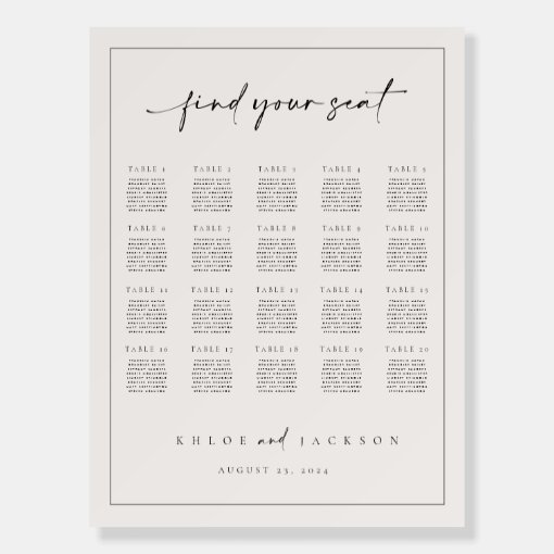 Classic Seating Chart Wedding Reception Table Sign | Zazzle