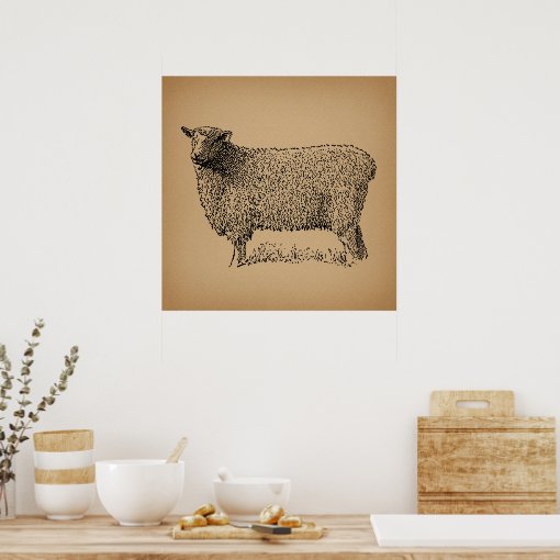 Classic Sheep Art Illustration Antique Farm Animal Poster | Zazzle