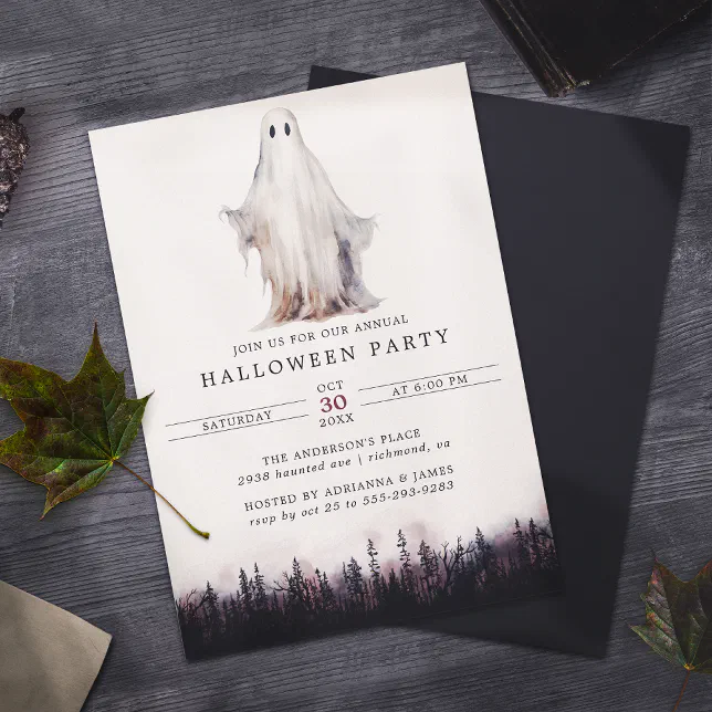 Classic Sheet Ghost | Spooky Woods Halloween Party Invitation | Zazzle