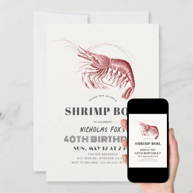 Classic Shrimp Boil Birthday Invitation | Zazzle