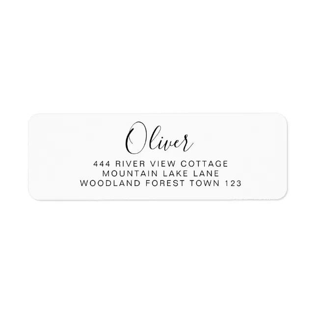 Classic Signature Black White Elegant Plain Simple Label | Zazzle
