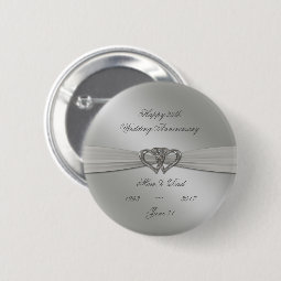 Classic Silver 25th Wedding Anniversary Button | Zazzle
