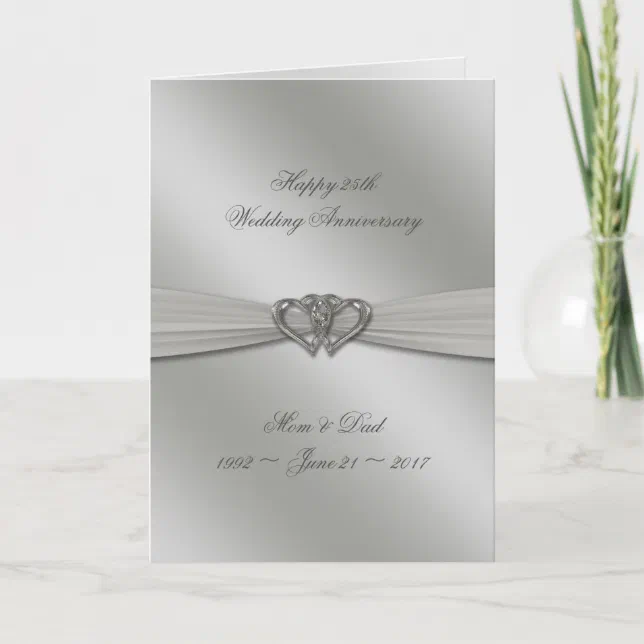 Classic Silver 25th Wedding Anniversary Card | Zazzle