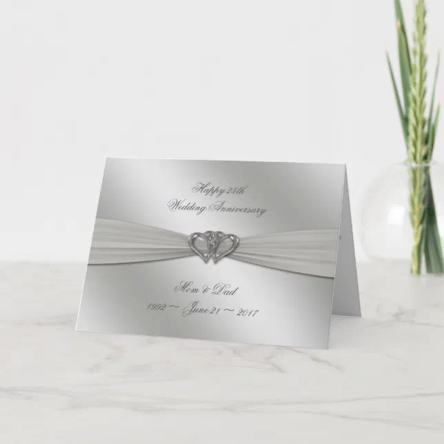 Classic Silver 25th Wedding Anniversary Card | Zazzle